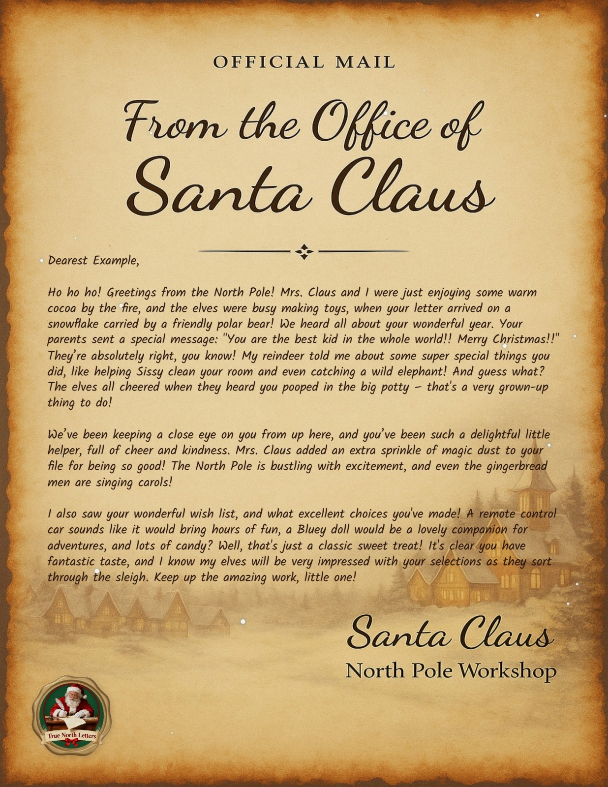 True North Letters - Personalized Santa Letters from the North Pole